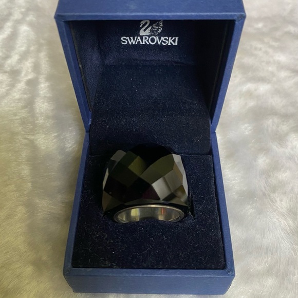 Swarovski | Jewelry | Swarovski Nirvana Ring 588 Jet Black Silver Crystal Ring | Poshmark